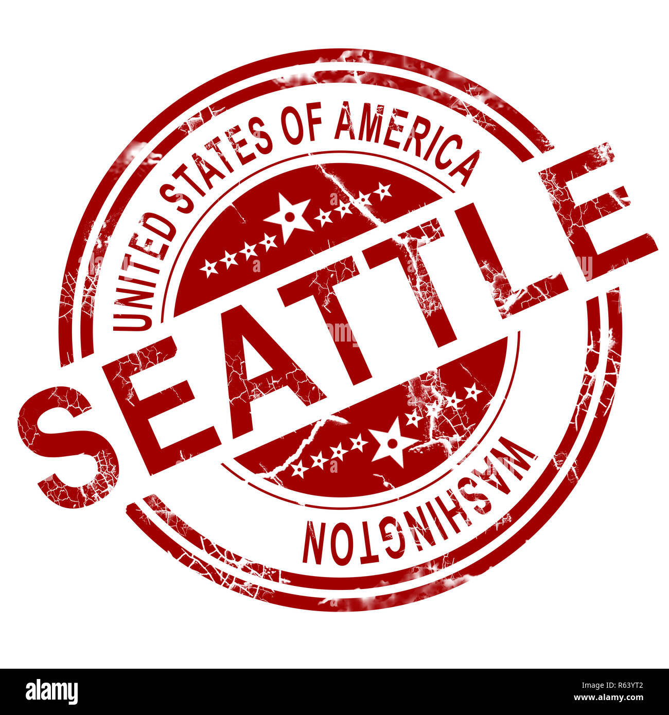 Seattle Washington stamp with white background Stock Photo - Alamy