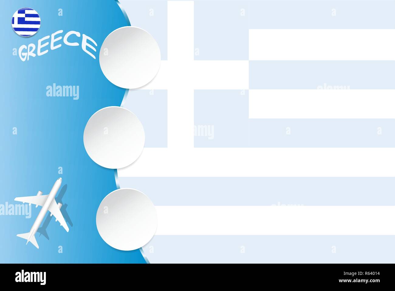 Travel Greece concept with airplane and state emblem of Greece in the ...