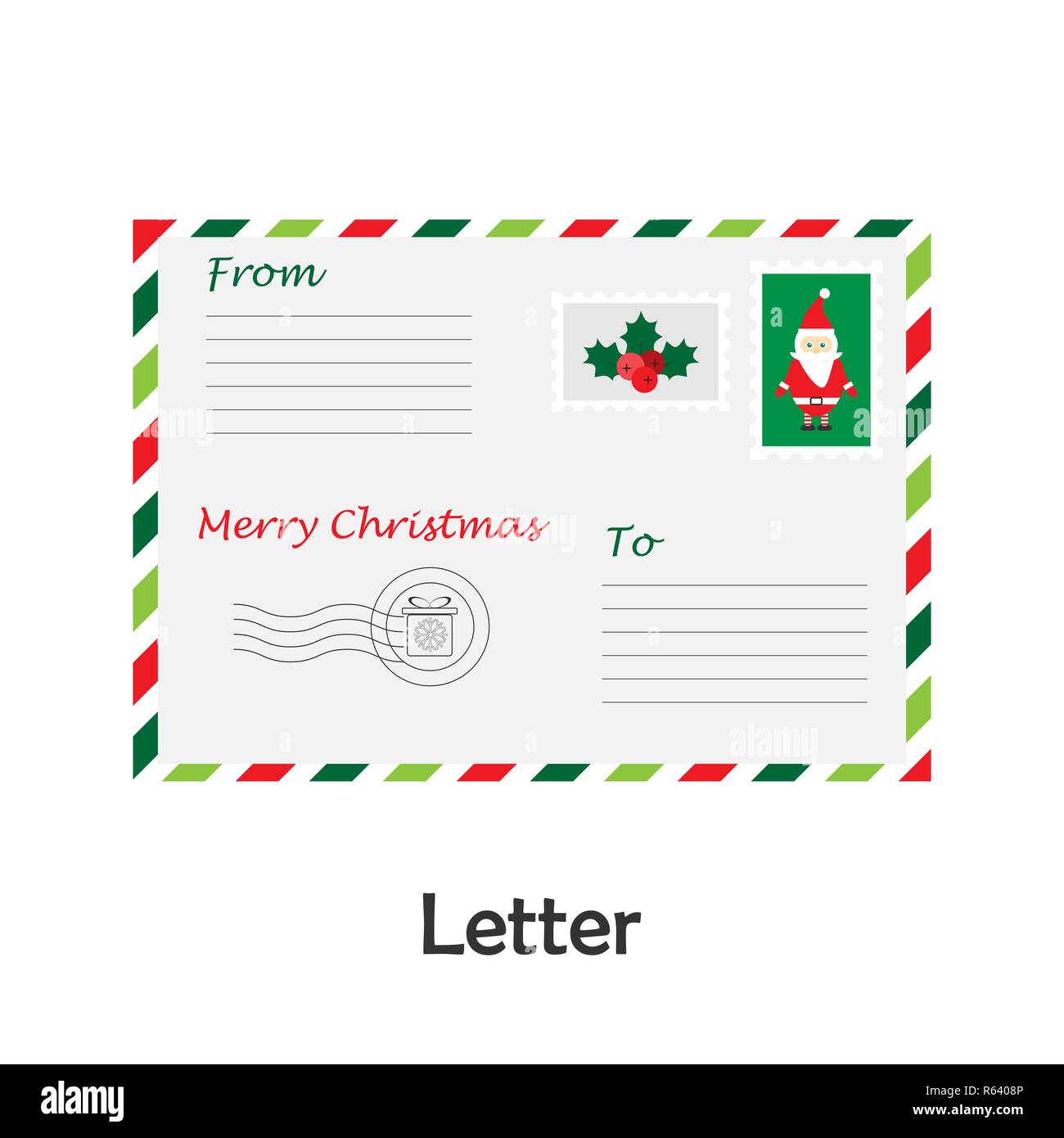 Letter in cartoon style, christmas card for kid, preschool activity for ...