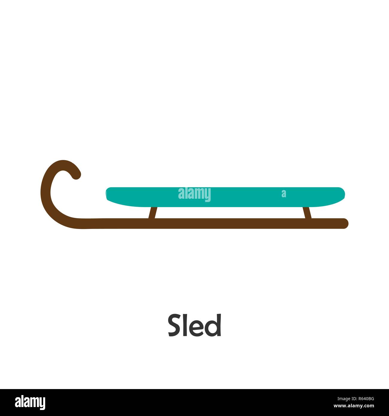 Sled in cartoon style, christmas card for kid, preschool activity for ...