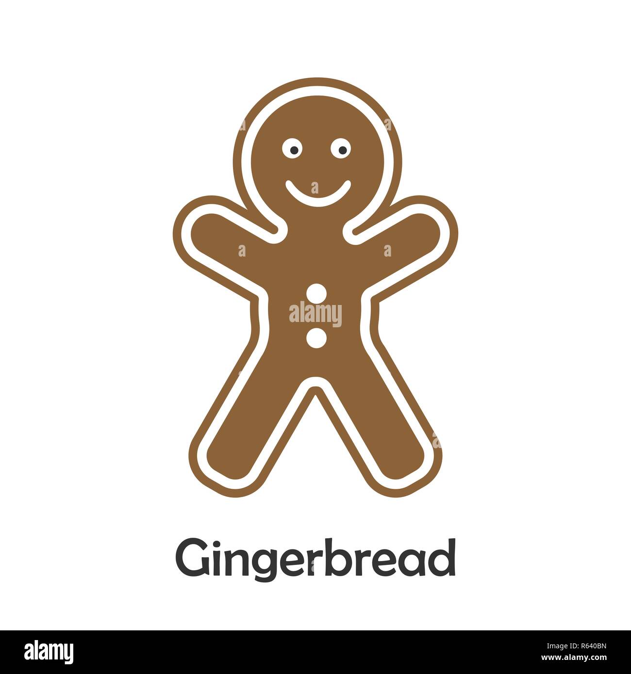 Gingerbread in cartoon style, christmas card for kid, preschool ...
