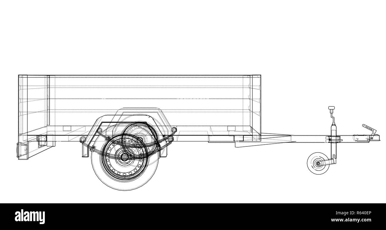 Open trailer sketch. 3d illustration Stock Photo - Alamy