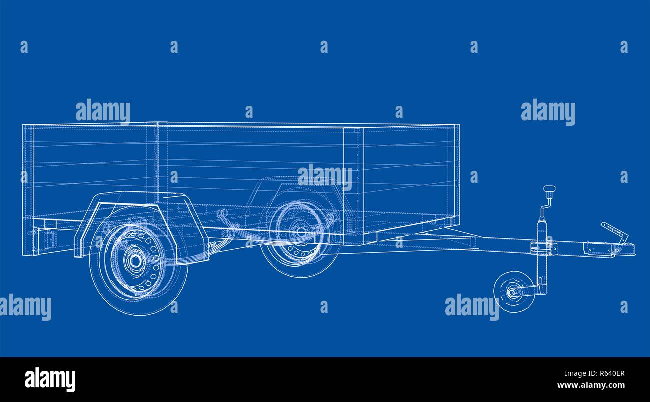 Open trailer sketch. 3d illustration Stock Photo - Alamy