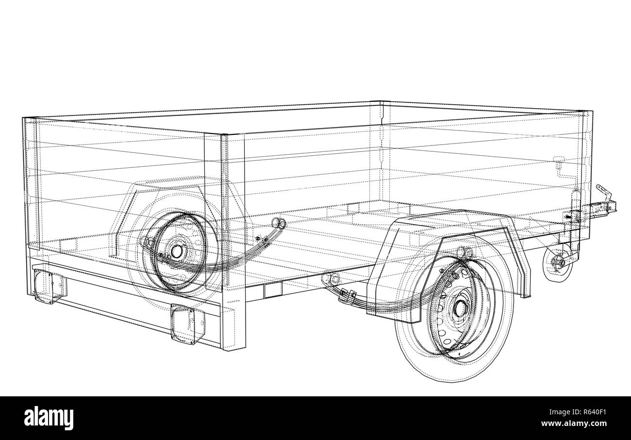 Open trailer sketch. 3d illustration Stock Photo - Alamy