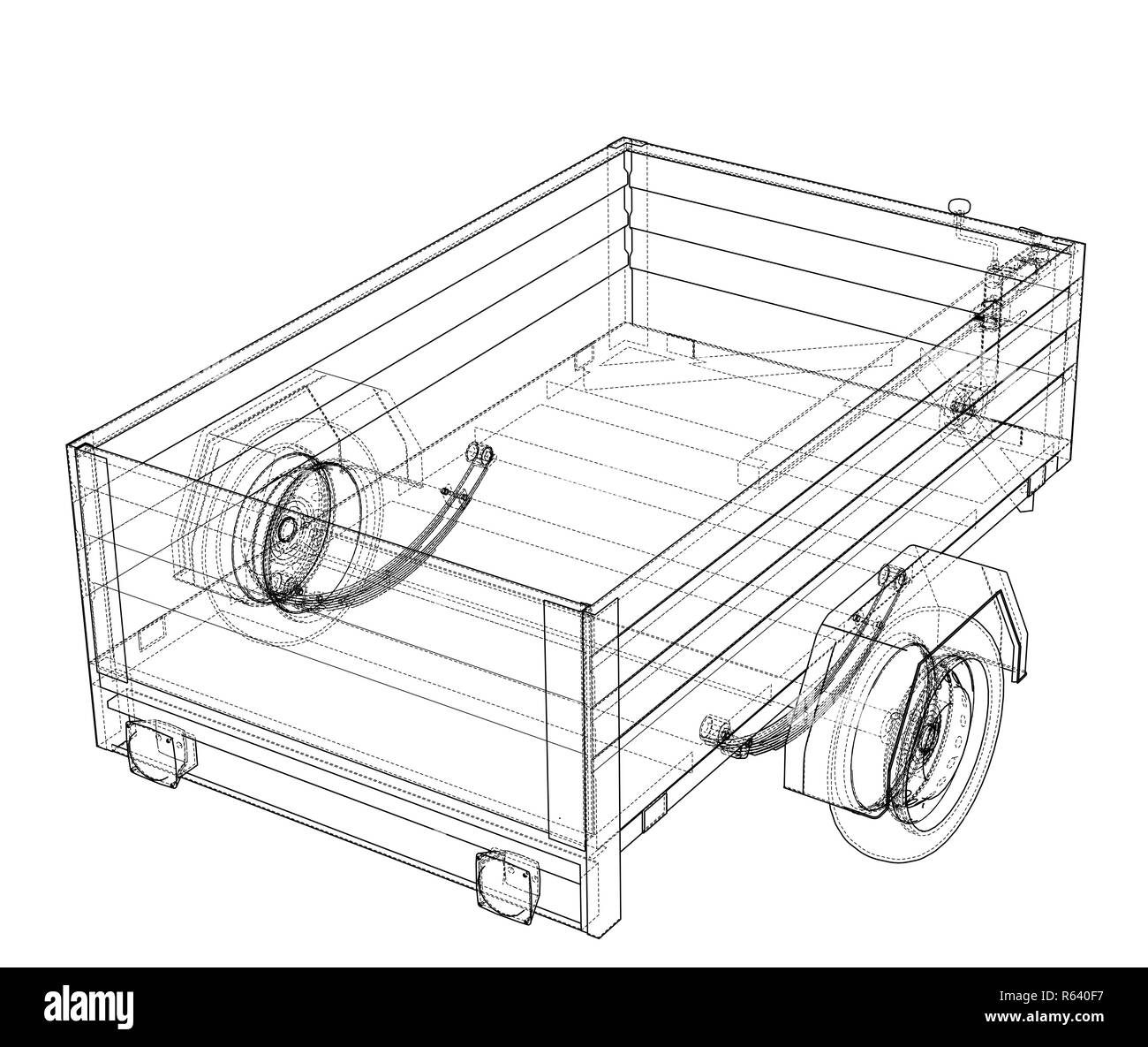 Open trailer sketch. 3d illustration Stock Photo - Alamy