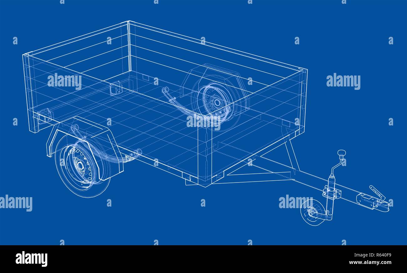 Open trailer sketch. 3d illustration Stock Photo - Alamy