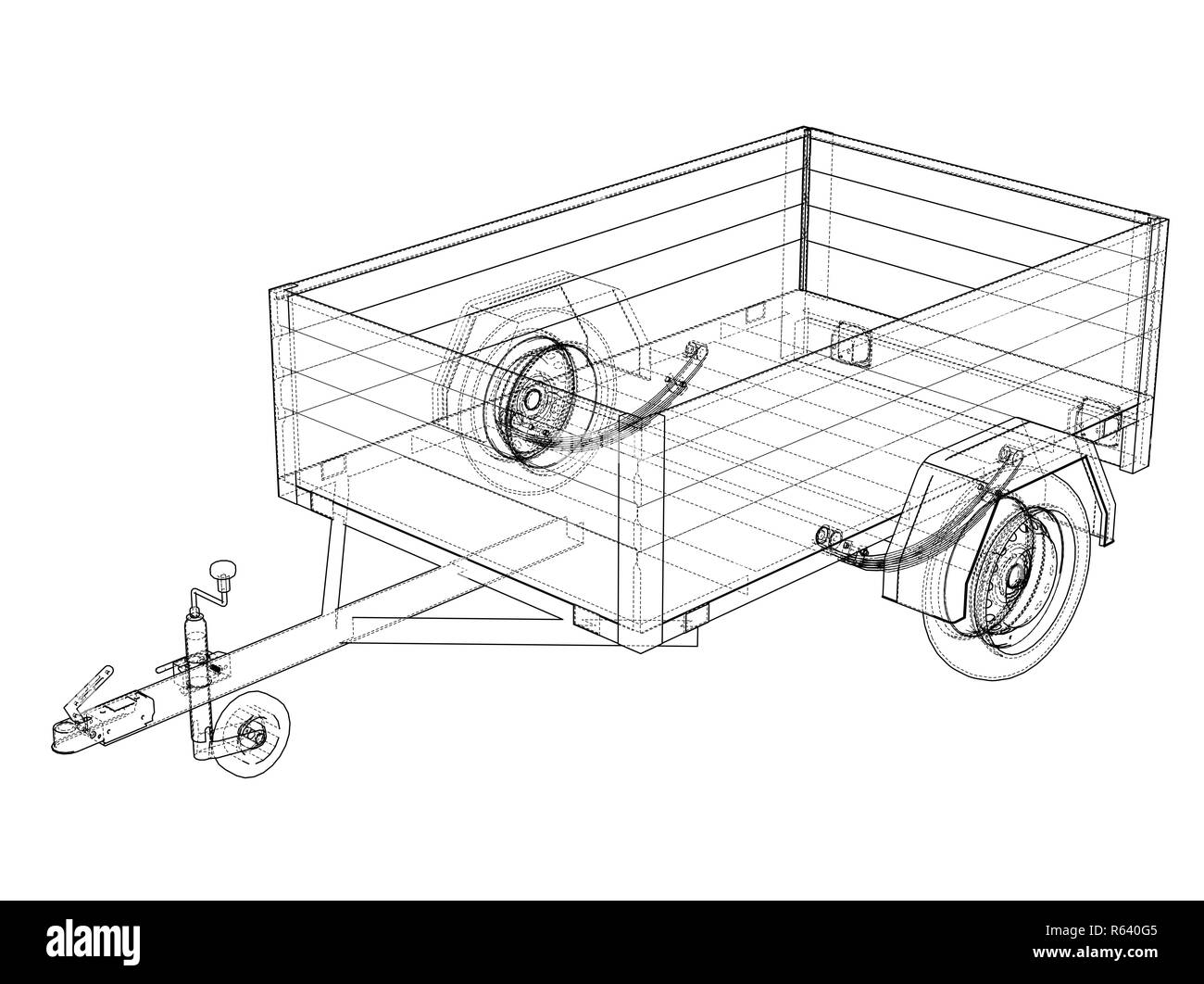 Open trailer sketch. 3d illustration Stock Photo - Alamy