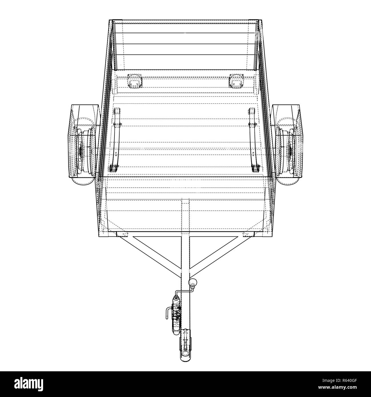 Open trailer sketch. 3d illustration Stock Photo - Alamy