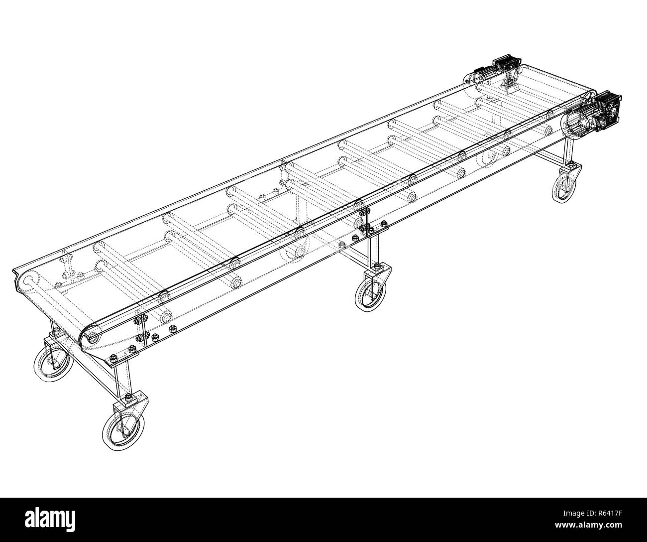 3D outline conveyor belt. 3d illustration Stock Photo - Alamy