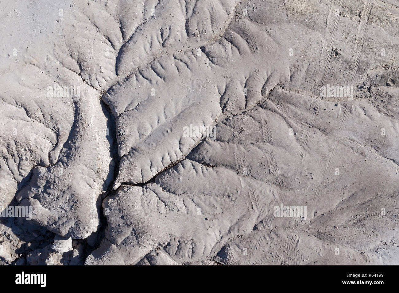 Aerial shot of abandoned opencast mine. Abstract cracked mud pattern ...
