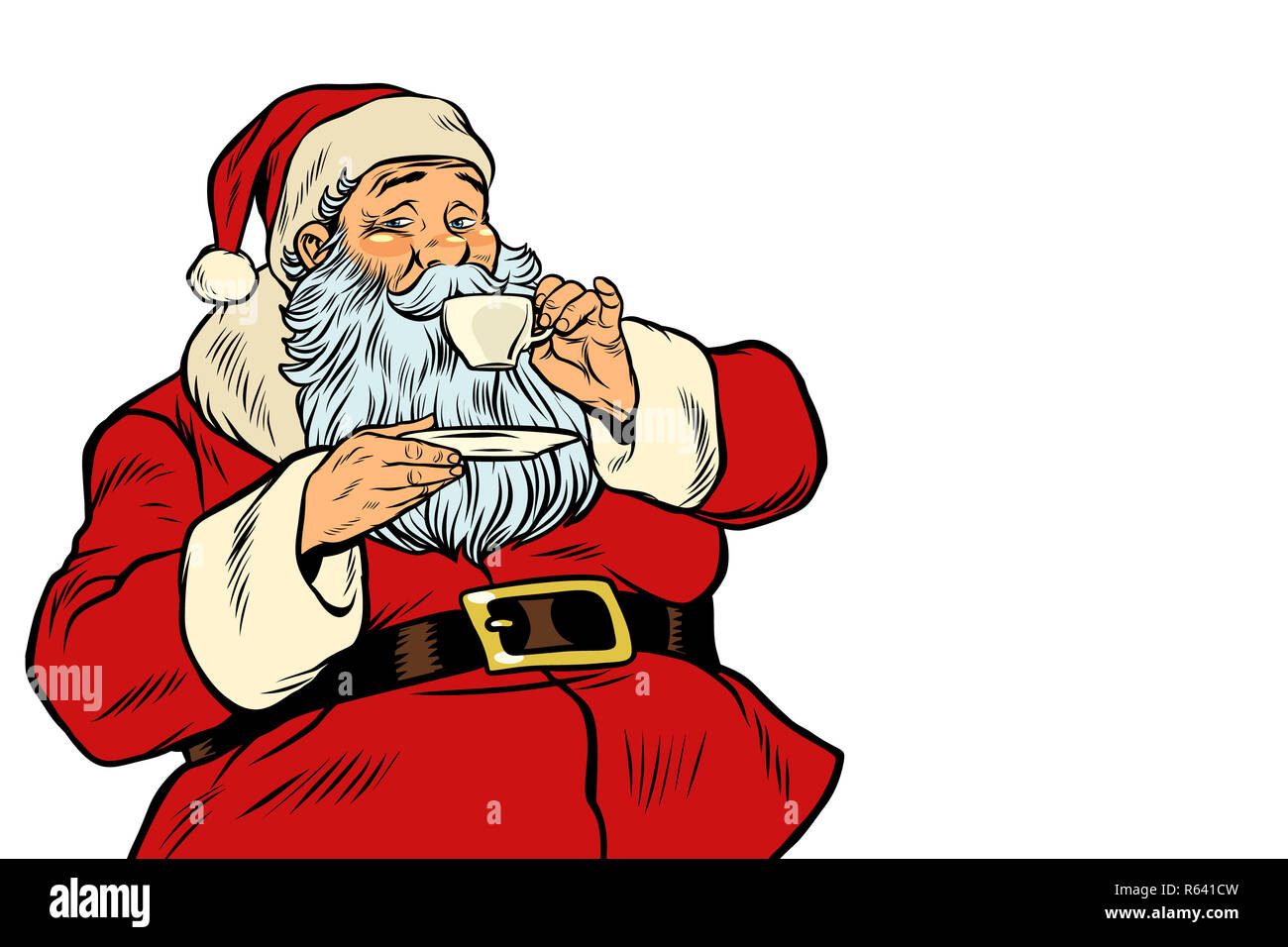 Santa Claus drinking tea or coffee isolated on white background Stock ...