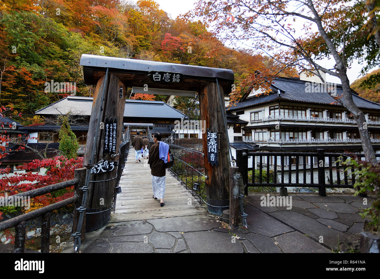 Takaragawa Onsen, outdoor hot springs along Takaragawa river, Japan ...