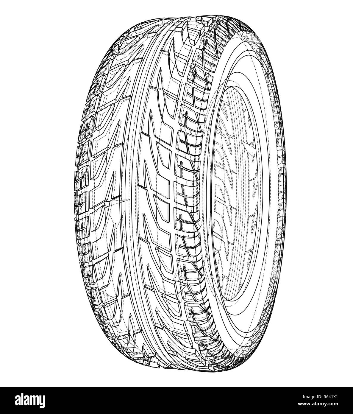 Car tire concept. 3d illustration Stock Photo - Alamy