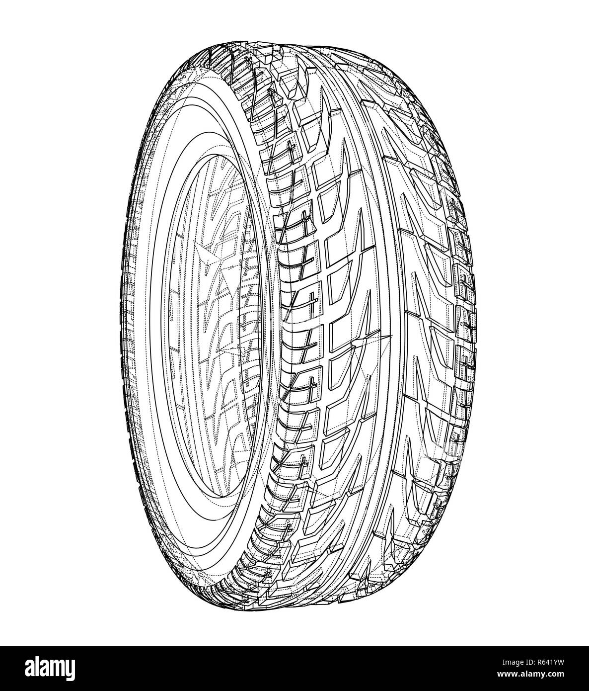 Car tire concept. 3d illustration Stock Photo - Alamy