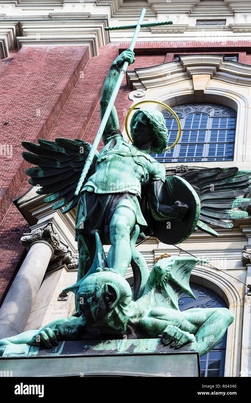 St Michael figure of Hamburg St Michael's church Stock Photo - Alamy