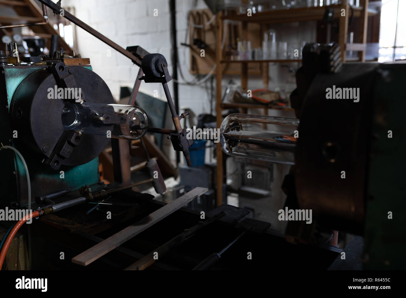 Machine in glass factory Stock Photo - Alamy