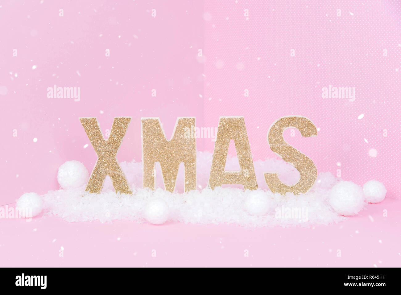 Wooden XMAS inscription with neon frame and snowflakes Stock Photo - Alamy