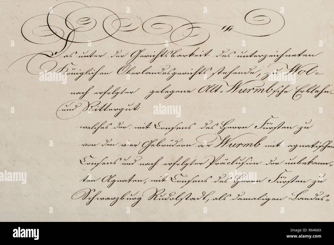 Antique unreadable calligraphic handwriting. Used vintage paper ...