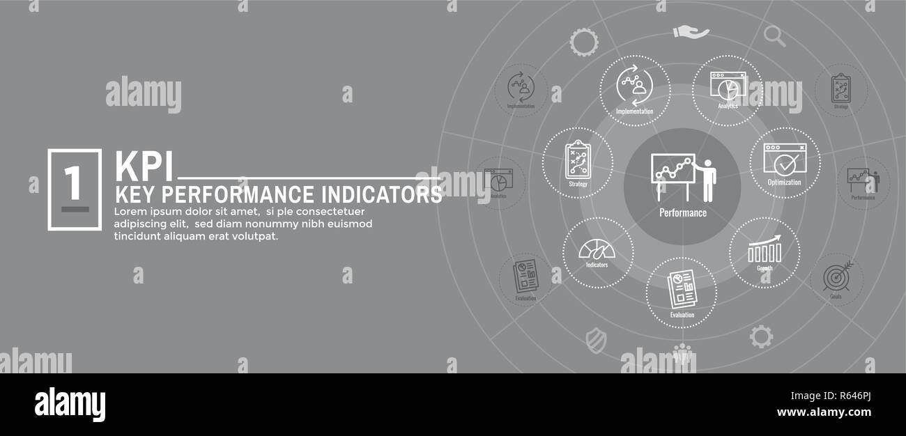 KPI w Key Performance Indicators Web Header Banner and Icon set Stock ...