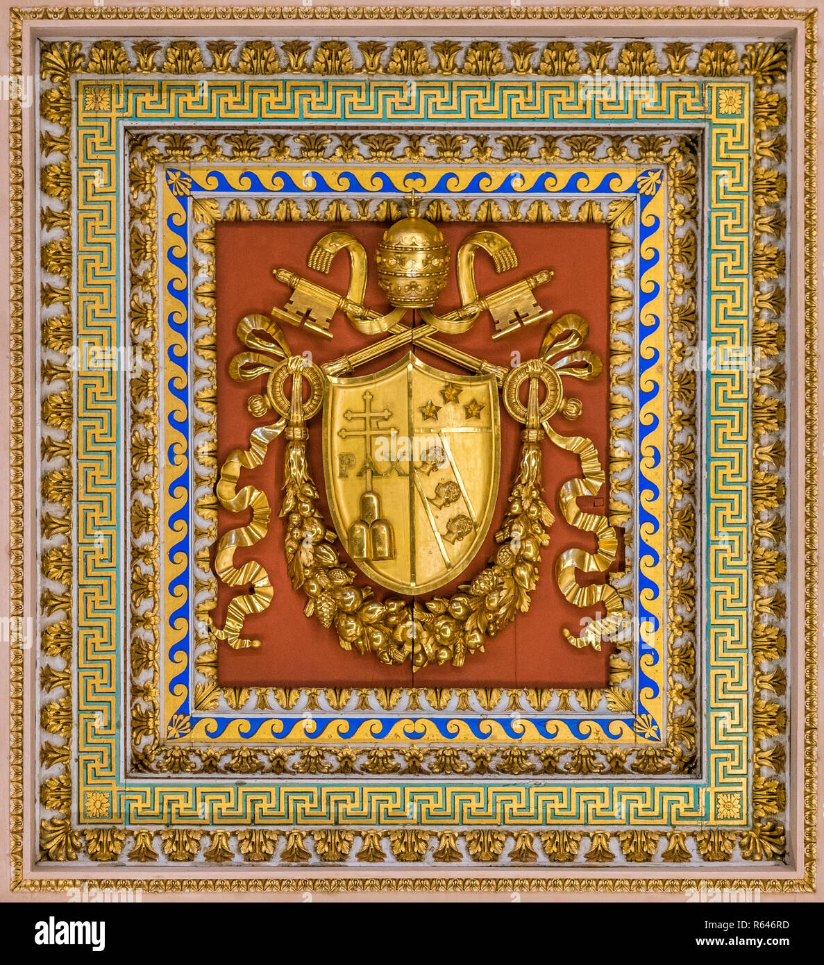 Pius VII coat of arms from the ceiling of the Basilica of Saint Paul ...