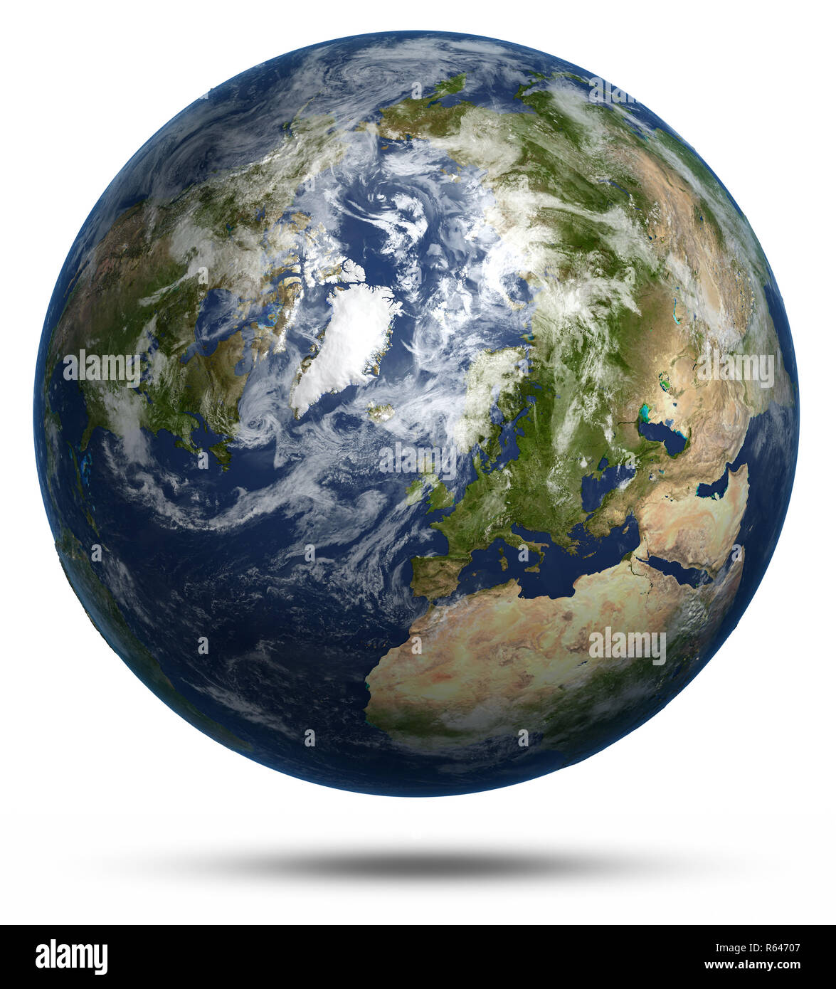 Arctic map from space white isolated 3d rendering Stock Photo - Alamy