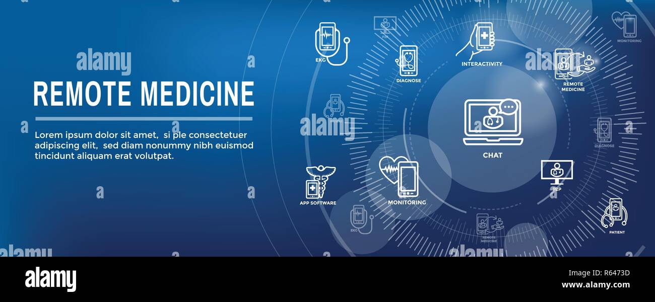 Telemedicine abstract idea - icons illustrating remote health and ...