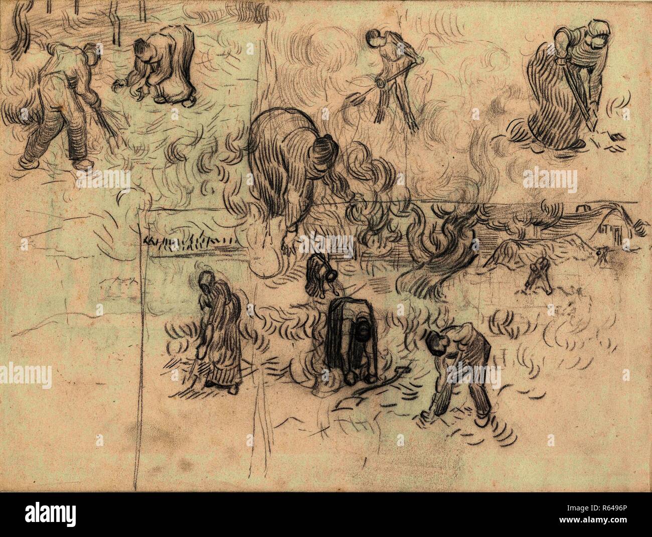 Figures Working the Land. Date: March-April 1890, Saint-Rémy-de ...