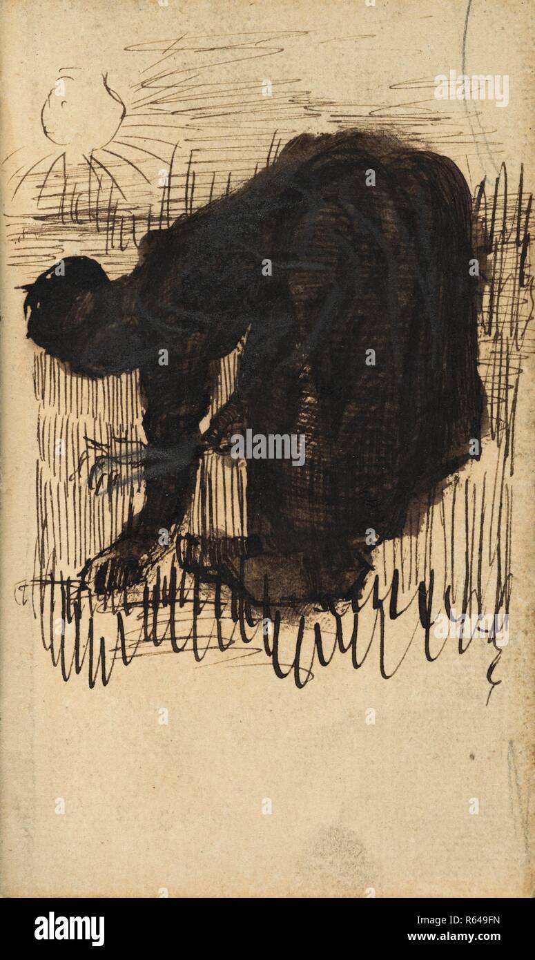 Peasant Woman Gleaning Ears of Corn (in silhouette). Date: November ...