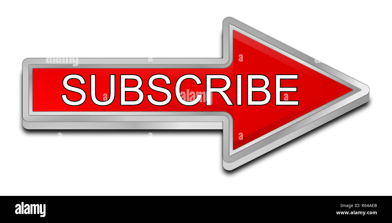 red Subscribe Arrow Button - 3d illustration Stock Photo - Alamy
