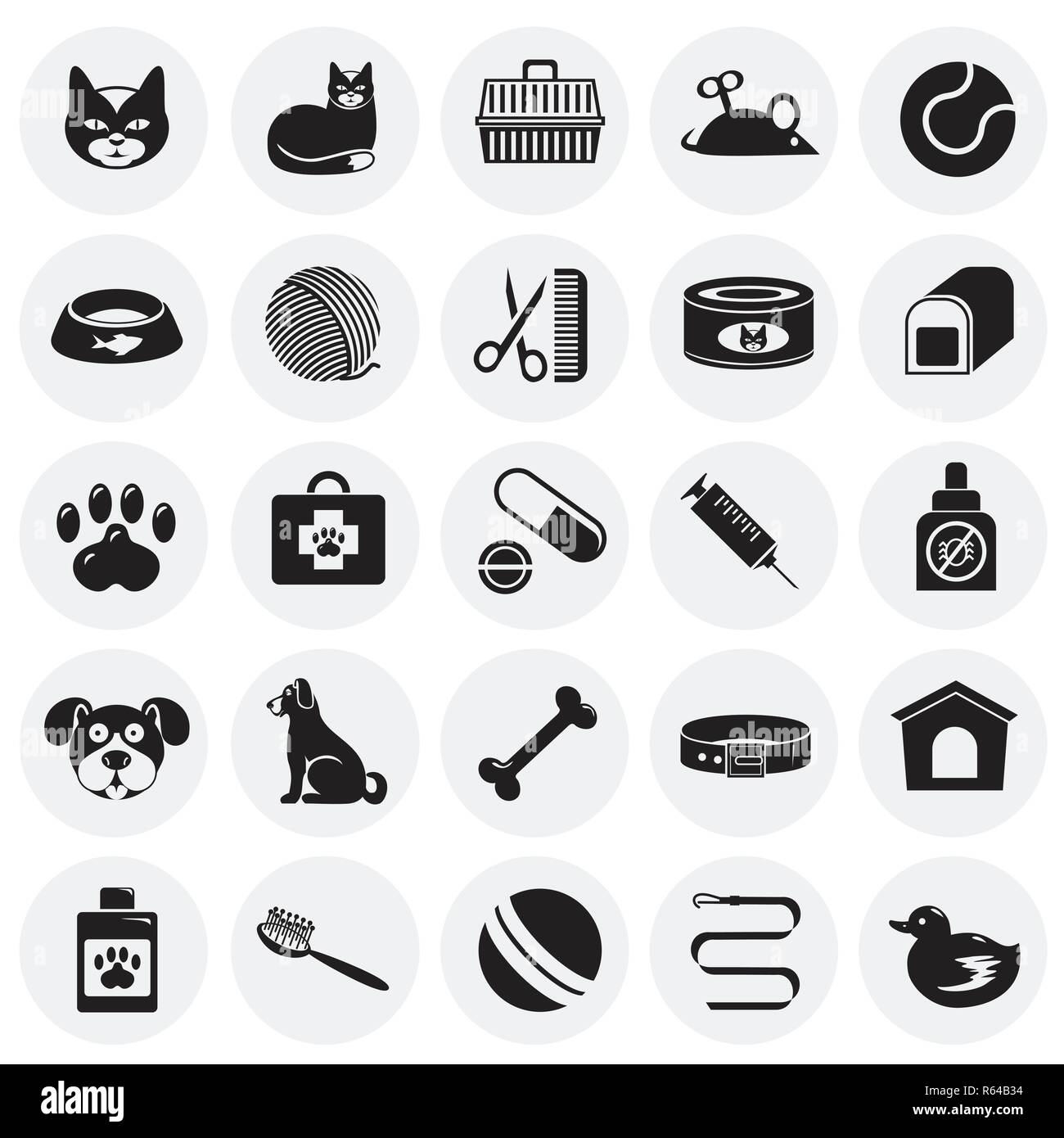 Pet icons set on circles background for graphic and web design, Modern ...