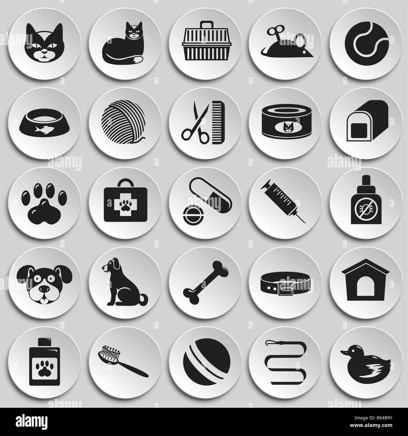 Pet icons set on plates background for graphic and web design, Modern ...