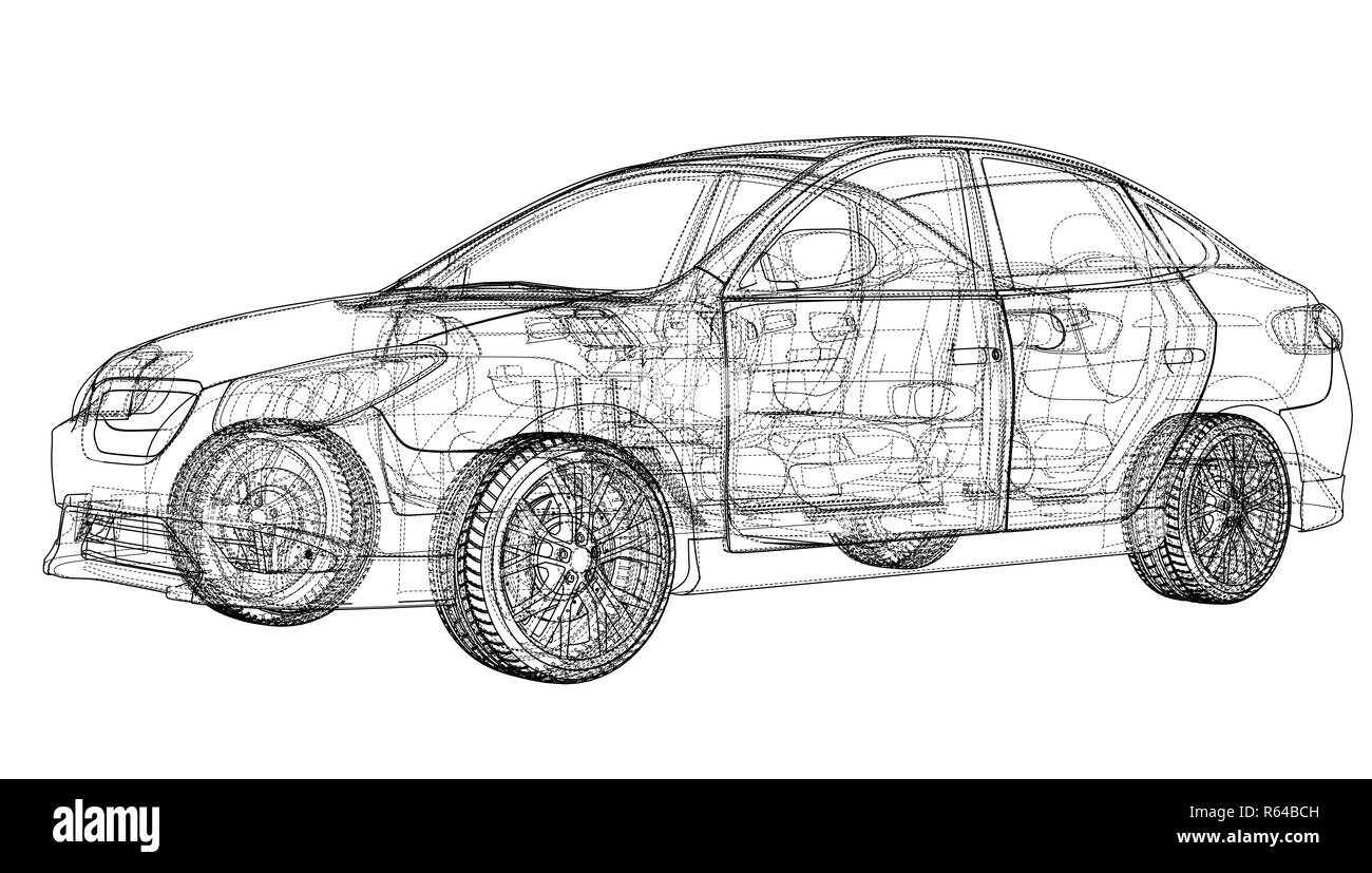 Concept car. 3d illustration Stock Photo - Alamy