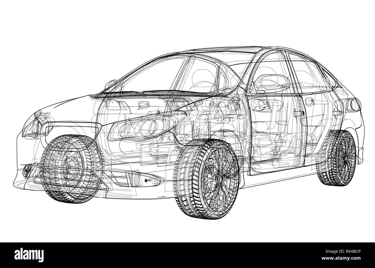 3d model car blueprint Cut Out Stock Images & Pictures - Alamy