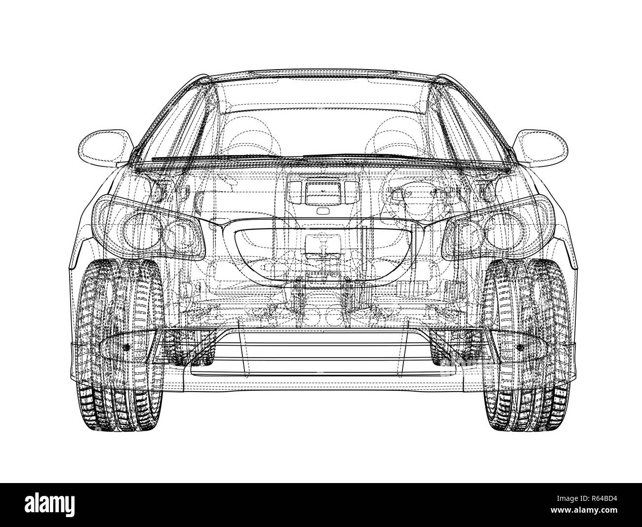 3d model car blueprint Cut Out Stock Images & Pictures - Alamy