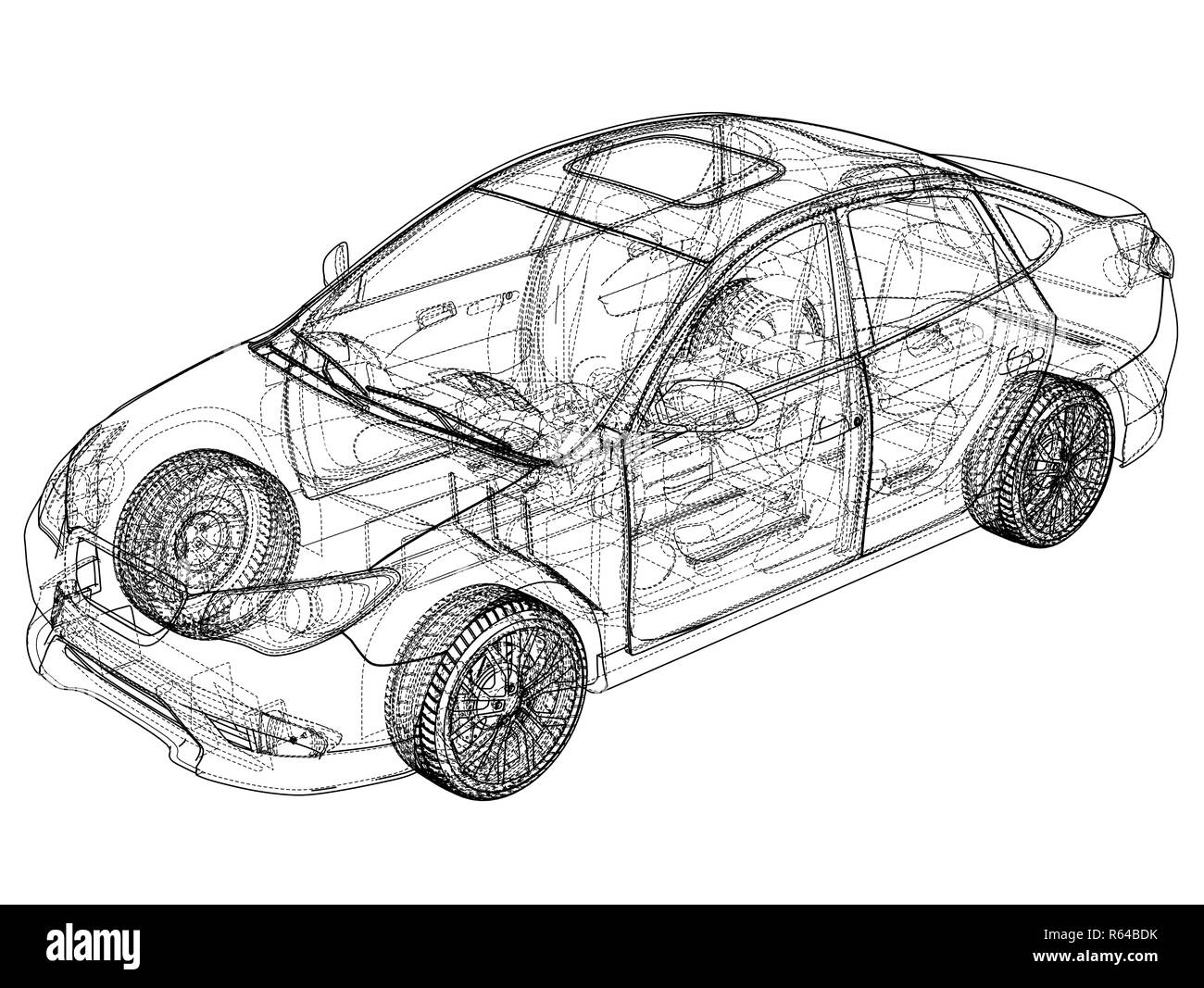 Concept car. 3d illustration Stock Photo - Alamy
