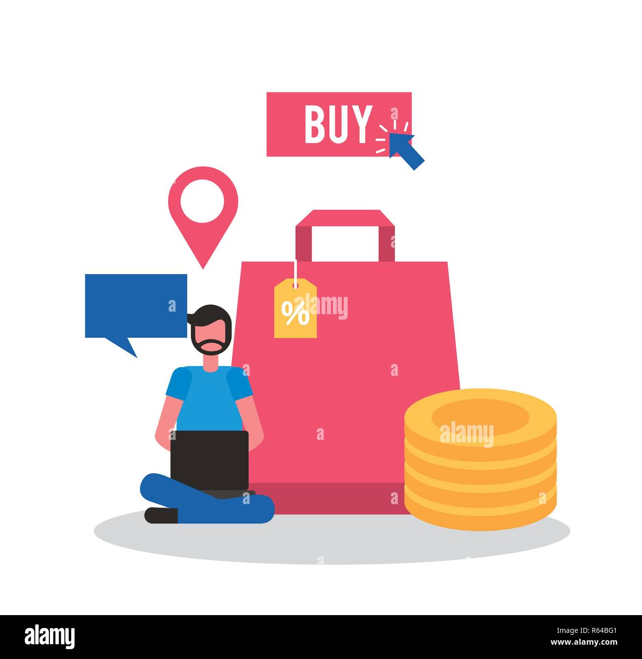 Man using online ordering Stock Vector Images - Alamy