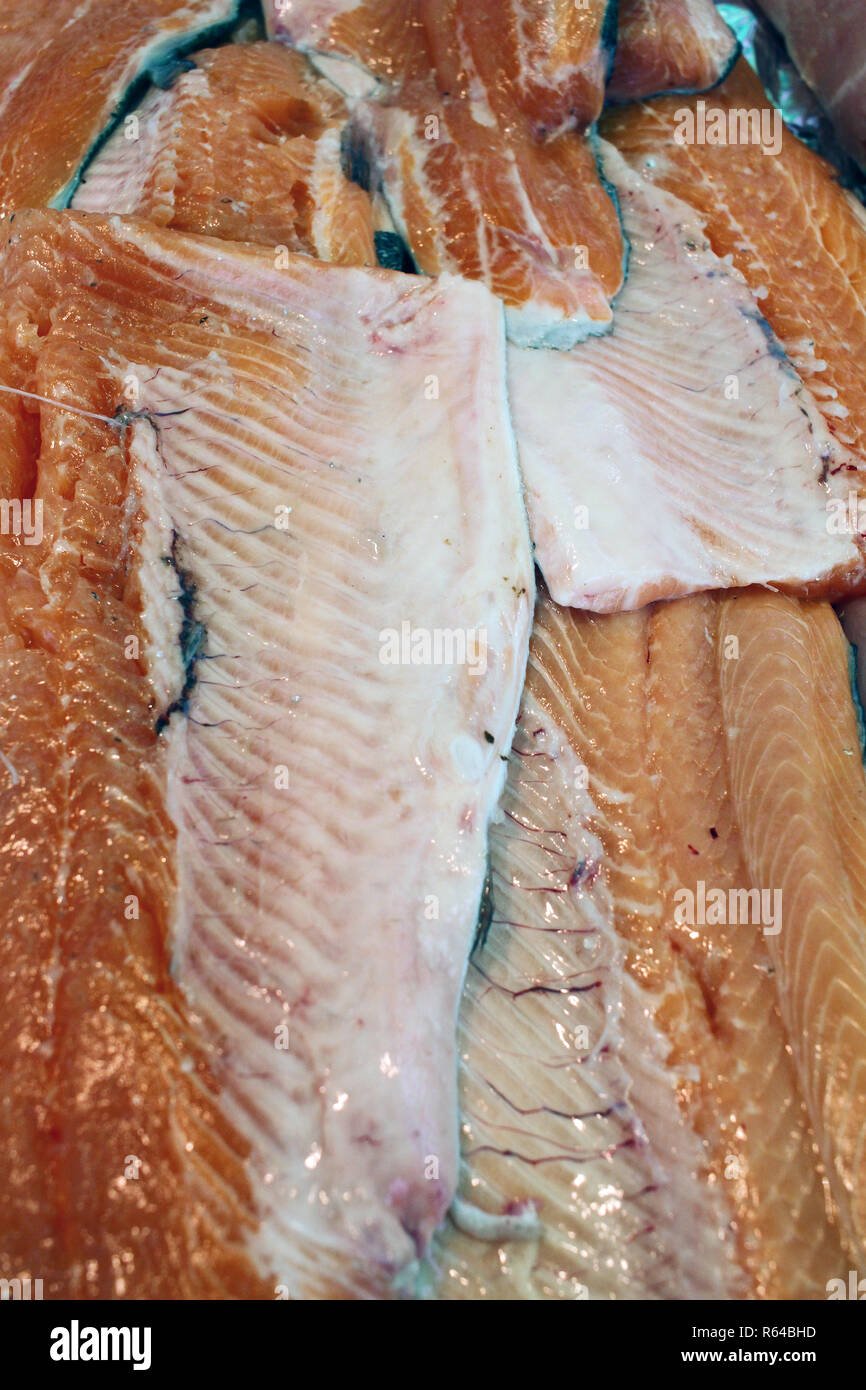 Fish. fresh fish background texture. Fillet and chop fish, fish scales ...