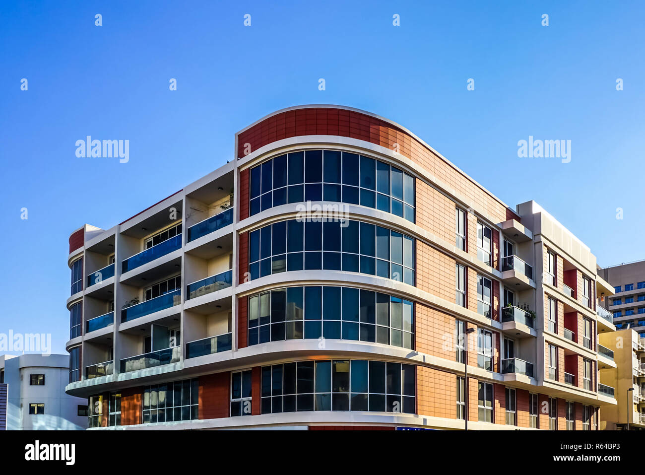 Dubai Typical Building for Work Living with Dark Blue Windows and ...