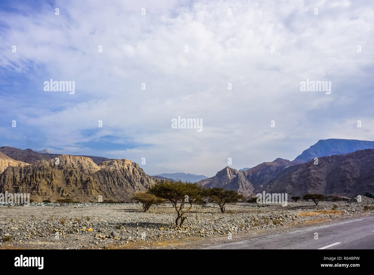 Jebel Jais Mountain Picturesque View of Trees Mountain Peaks and Pale ...