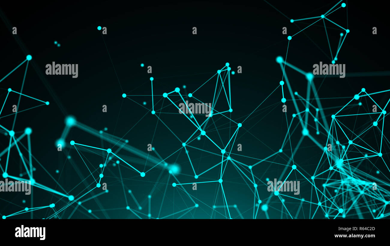 Abstract connection dots. Technology background. Digital drawing blue theme. Network concept ...