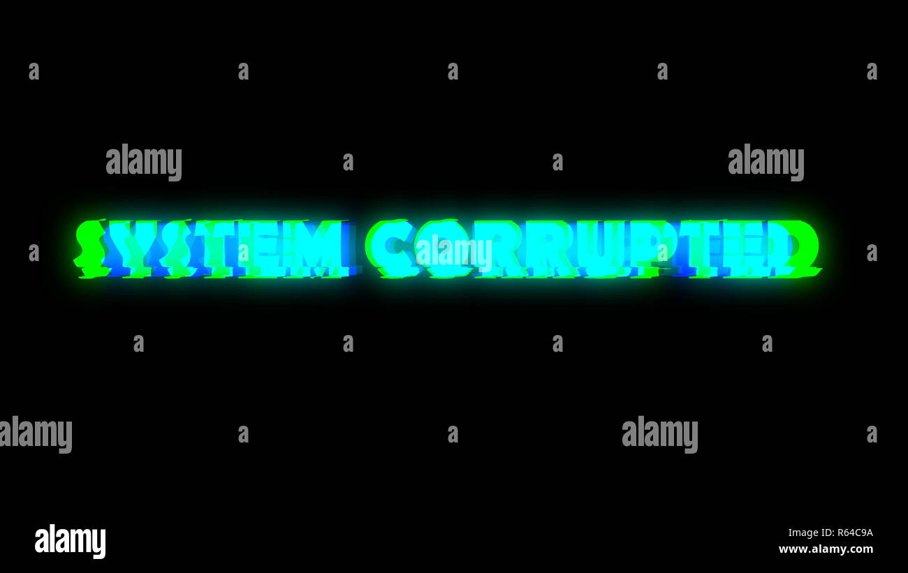 System Corrupted text with bad signal. Glitch effect Stock Photo - Alamy