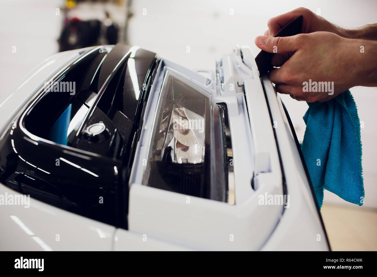 Car paint protection, protect coating installation Stock Photo - Alamy