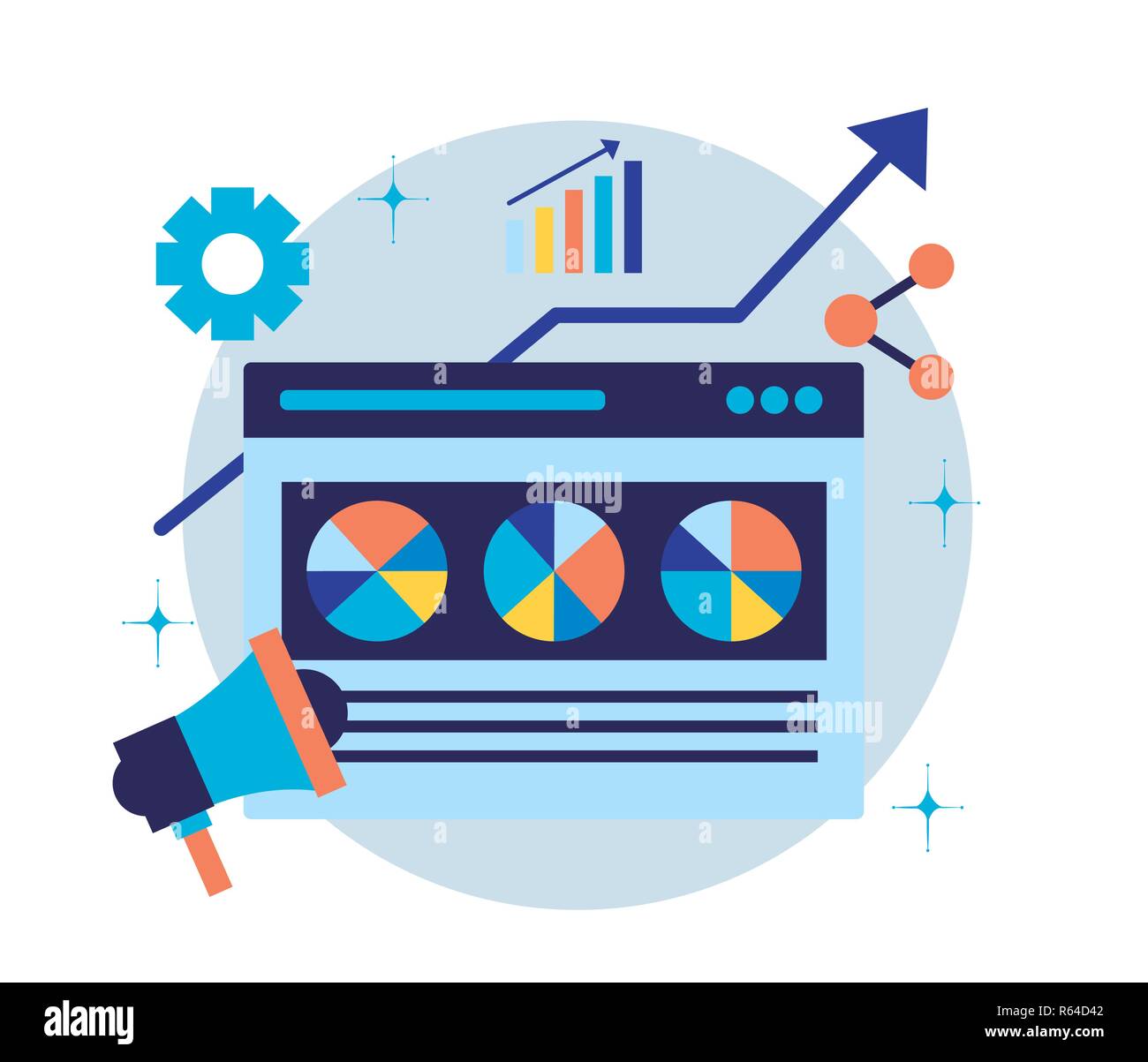 report chart megaphone search engine optimization vector illustration ...