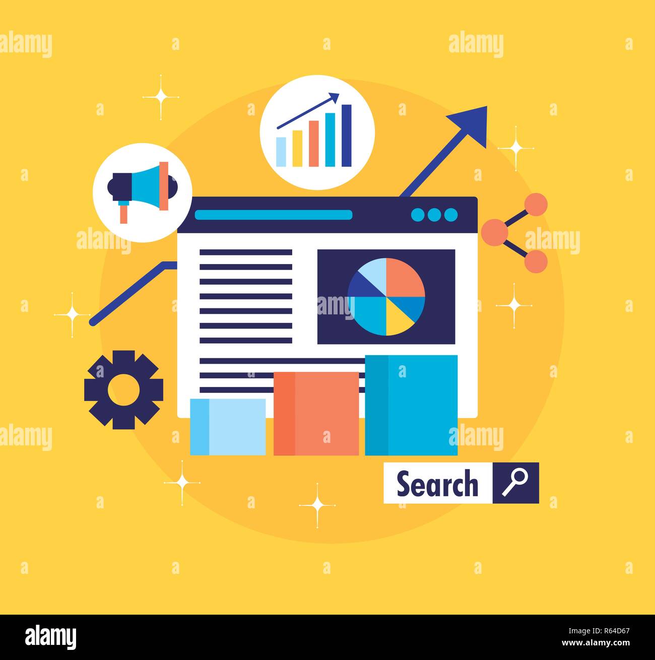 website diagram share statistics search engine optimization vector illustration Stock Vector ...