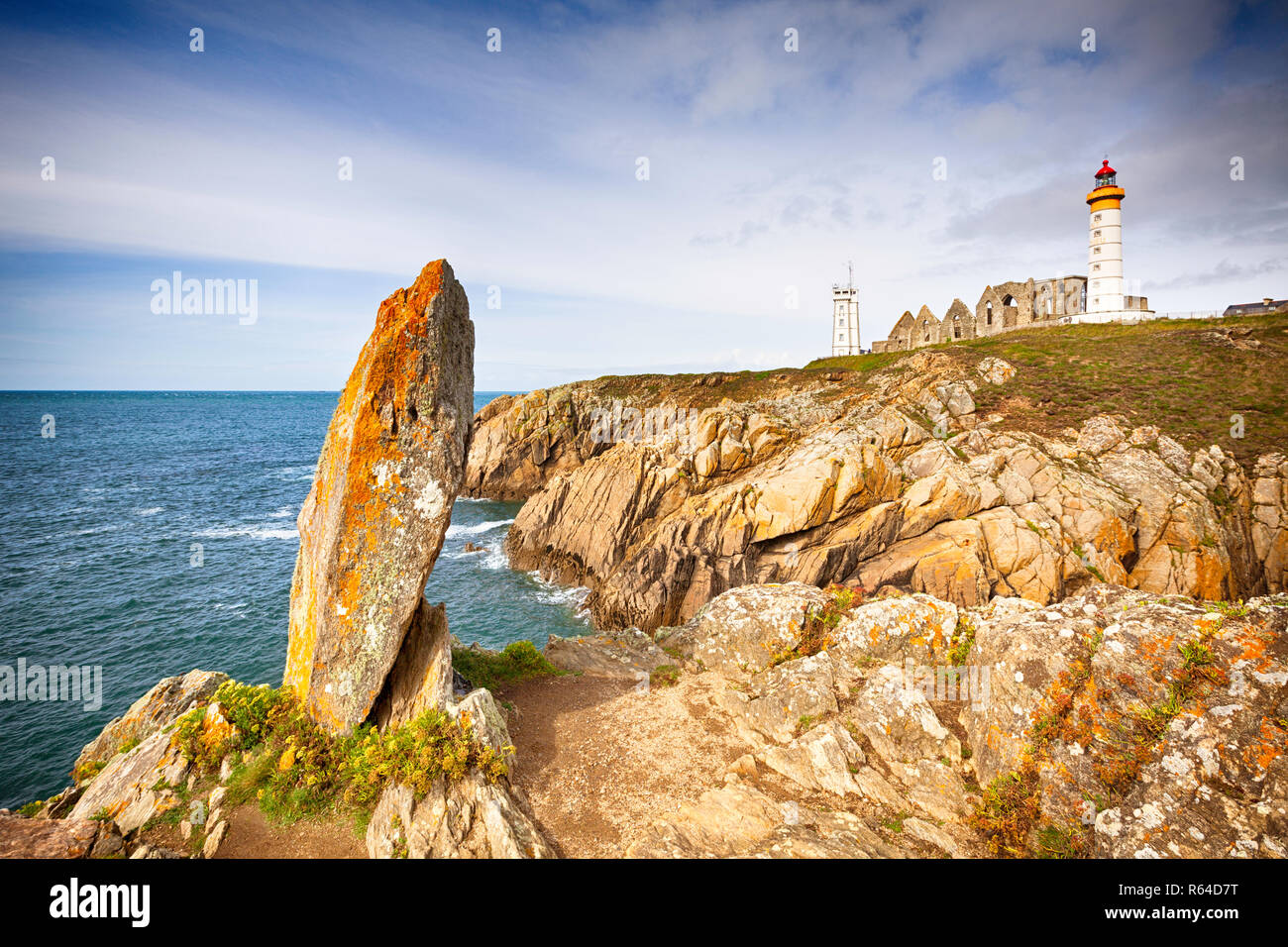 Cliffs and landmarks of Pointe de Saint-Mathieu, Finistere, brittany ...