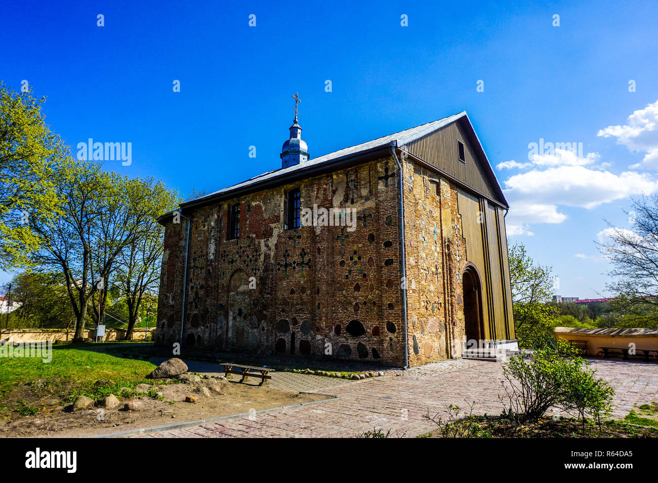 Grodno Kalozha Church Side View with Blue Sky Background Stock Photo ...