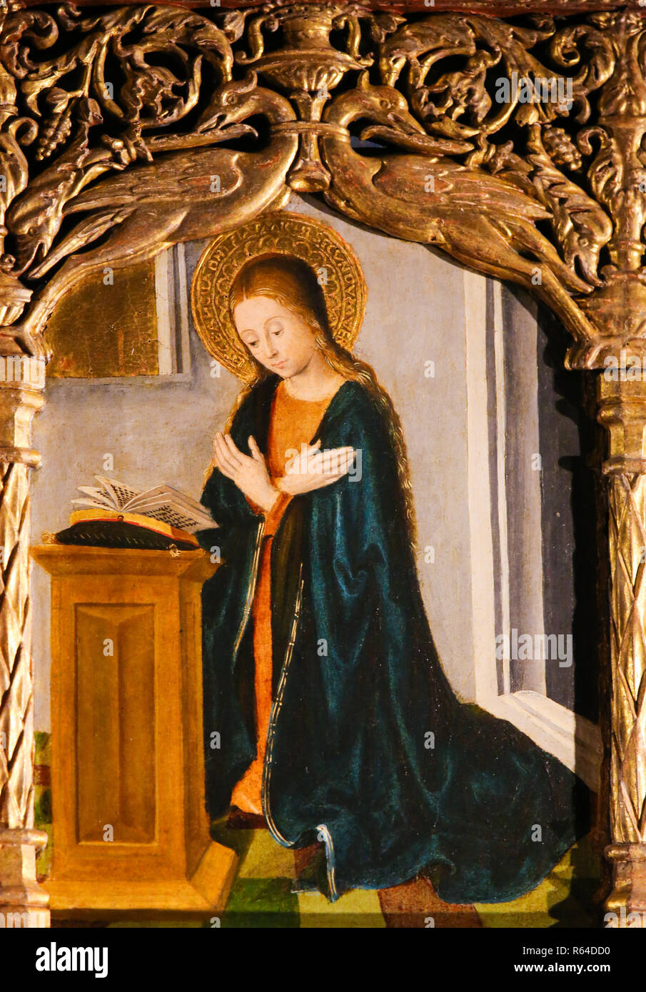 Mother Mary in Prayer, on the Altarpiece of St Nicolas (1500) in the ...