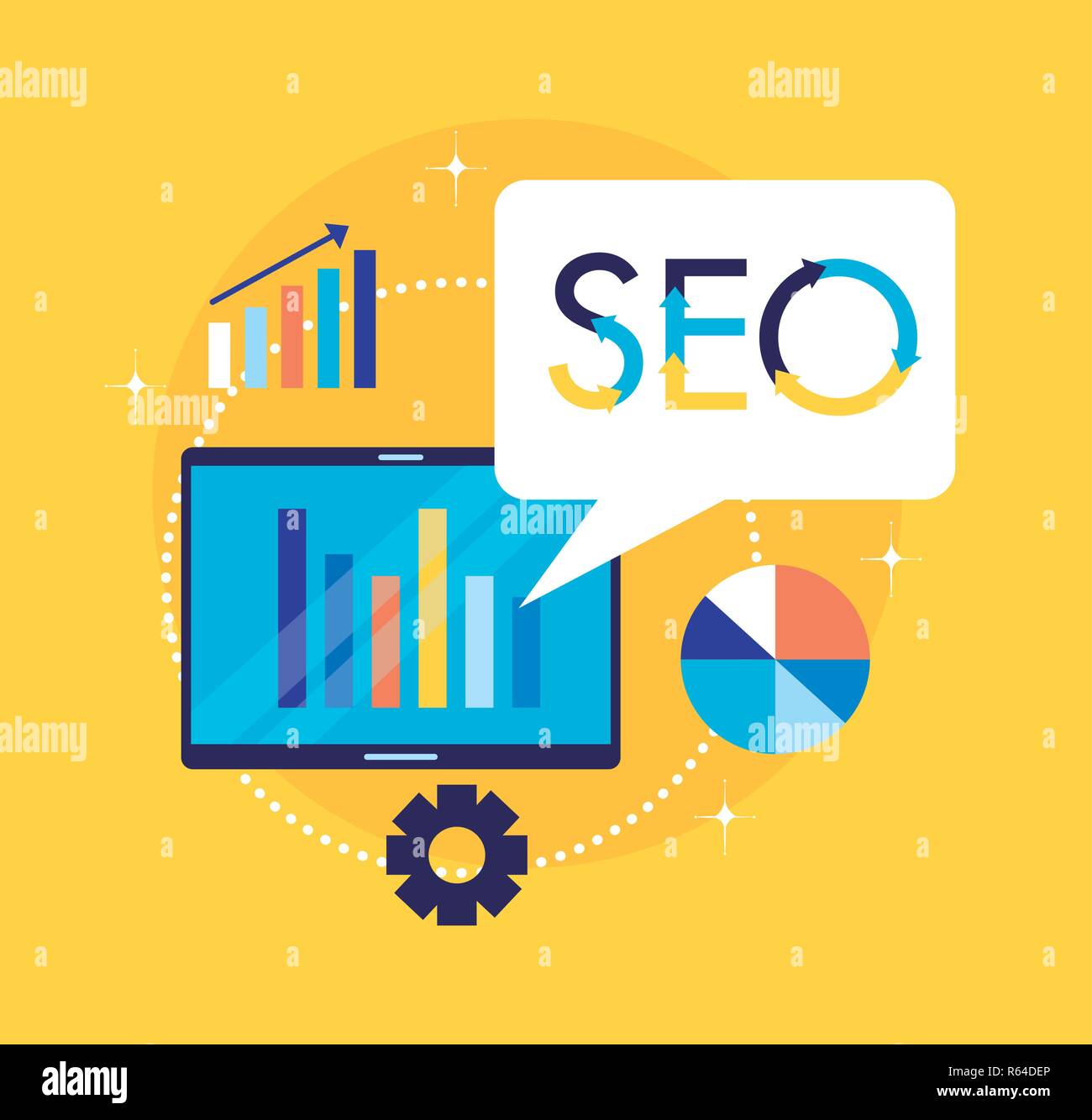 tablet speech bubble search engine optimization vector illustration ...