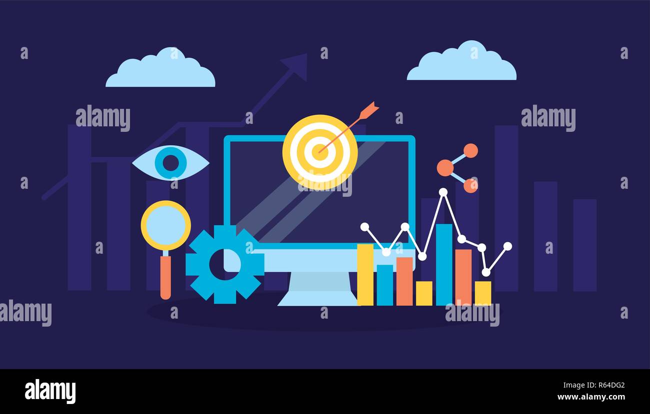 computer target share chart search engine optimization vector ...