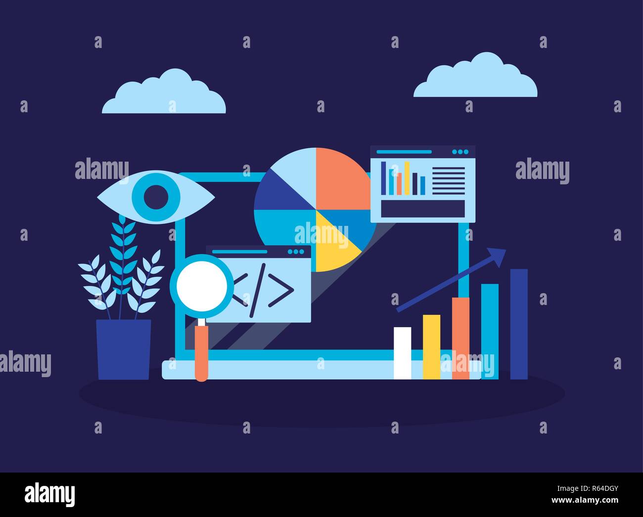 statistics code analysis document search engine optimization vector ...